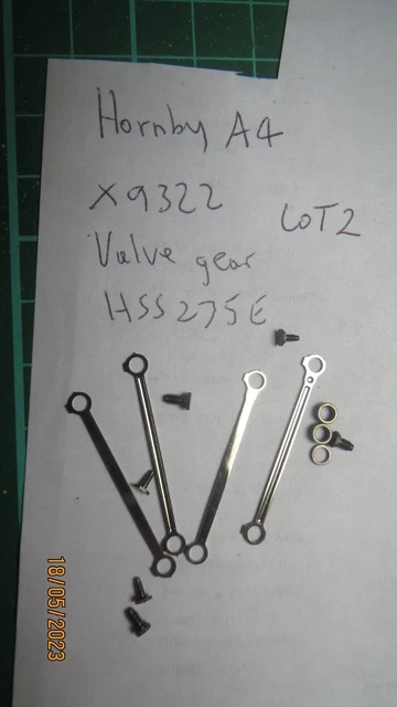 HORNBY X9322 A4 VALVE GEAR coupling RODS , SCREWS AND SPACERS, opened ...