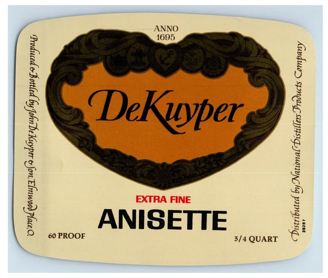 1950'S-70'S DEKUYPER EXTRA Fine Anisette Liqueur Label Original S55E £ ...