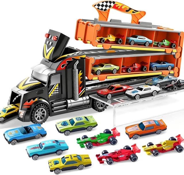 TOY TRUCK FOR Kids,5-Ft Race Track and 12 Die-Cast Metal Toy Cars ...