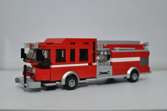 FIRE TRUCK ENGINE Rescue Red Rescue 1 Custom Model Compatible With LEGO ...