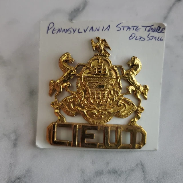 PENNSYLVANIA POLICE LIEUTENANT Cap Badge State Trooper Old Style Gold ...