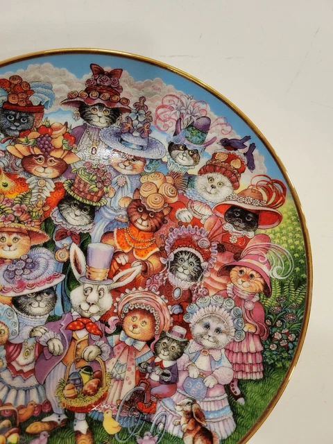 FRANKLIN MINT EASTER Purrade by Bill Bell Easter Bunny & Feline Cat ...