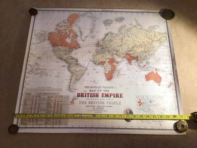 THE HOWARD VINCENT Map Of The British Empire 1924 21st Edition ...