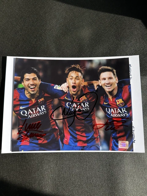 LUIS SUAREZ - Neymar Jr - Lionel Messi Fcb Hand Signed Photo Autograph ...