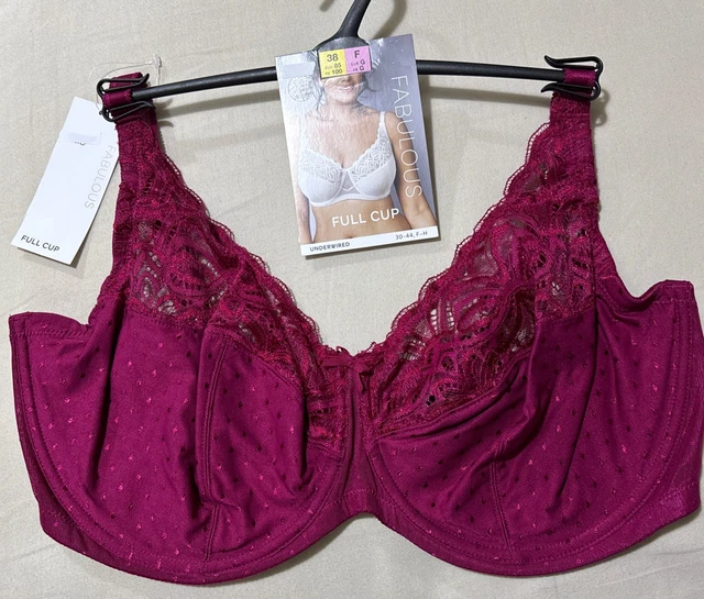 M&S FABULOUS AMELIA LACE COLLECTION UNDERWIRED FULL CUP BRA IN DK RASP ...