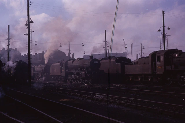 ORIGINAL STEAM SLIDE ex-LMS JUBILEE 45563 + Std 2MT 78019 Willesden ...