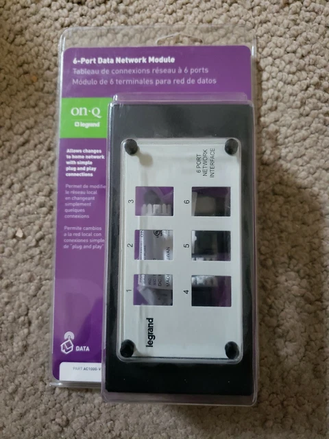 ON-Q/LEGRAND 6-PORT PATCH Panel DATA NETWORK Module AC1000-V1 New ...