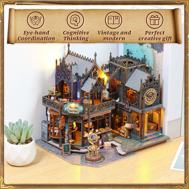 DIY 3D WOODEN Dollhouse 1:24 Scale Miniature Building Kit w/ LED Light ...