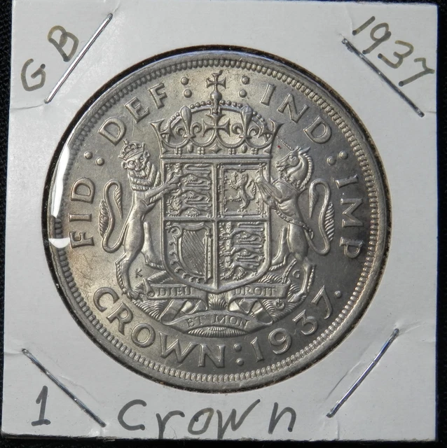 GREAT BRITAIN (UK), One Crown 1937, Unc, Km# 857, Rare Silver Coin, Lot ...
