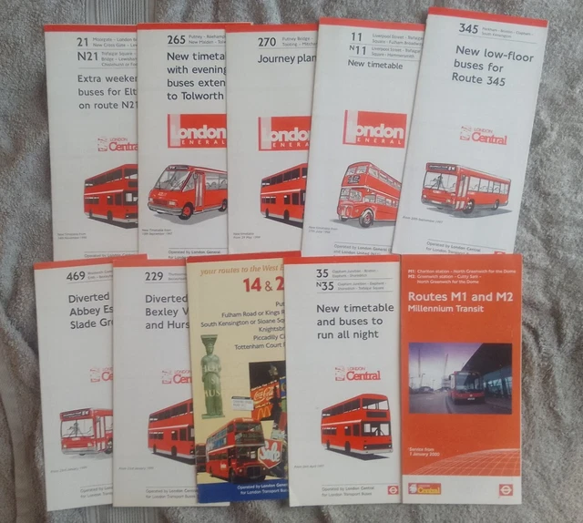 LONDON BUS TIMETABLE Leaflets Bundle 50 EUR 5,85 - PicClick IT