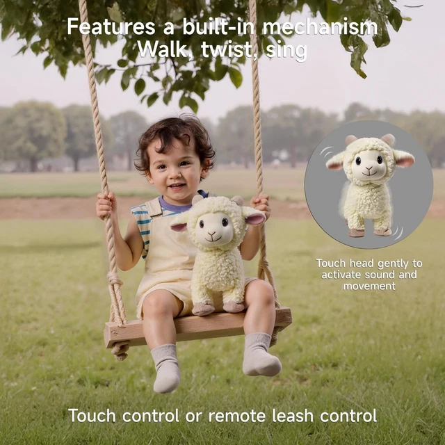 WALKING LAMB TOYS Stuffed Sheep Toy with Remote Control Leash ...