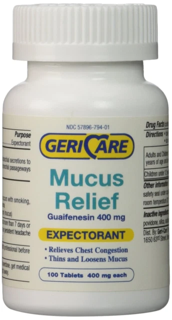 COMPRIMÉ DE SOULAGEMENT du mucus expectorant Geri-Care guaifénésine 400 ...