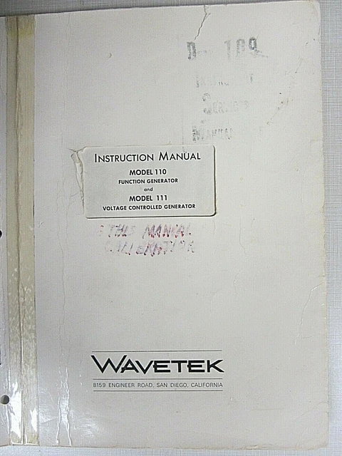 GÉNÉRATEUR DE FONCTION Wavetek 110 et générateur à tension contrôlée ...