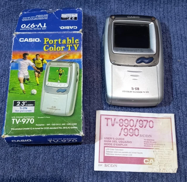VINTAGE CASIO TV-970 Portable Colour TV, Screen Works, Original Box, No ...
