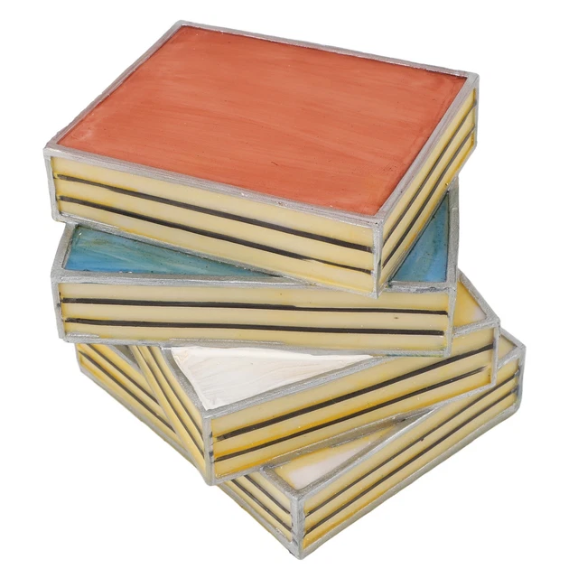 BOOK LIGHT STAINED Glass Stacked Books Lamp Colored Resin Stacking Book ...