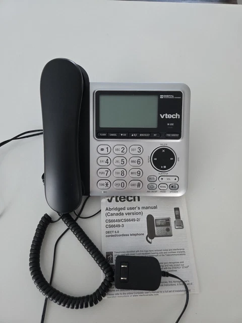 VTECH CS6649 DECT 6.0 Corded Phone Only Digital Answering $11.00 ...