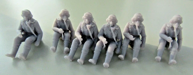 6 X MODEL Resin 1/48 scale WW2 RAF pilot figures. High Res Grey .Made ...
