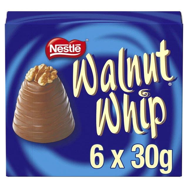 NESTLÉ WALNUT WHIP 6 x 30g Pack, 180g Classic Retro Milk Chocolate Box ...
