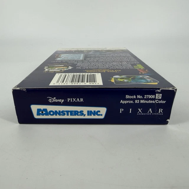 DISNEY PIXAR MONSTERS, Inc. VHS Tape 2001 Slip Sleeve Hollywood Blue ...