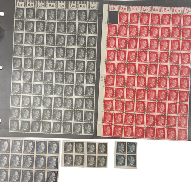 WWII WW2 NAZI Germany Third Reich Adolf Hitler Stamp Sheet X98 MNH £43. ...