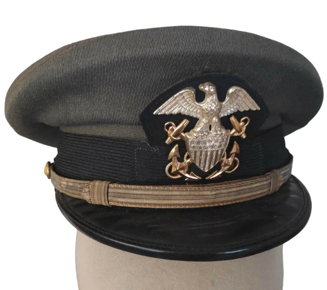 RARE US NAVY Air Force Officer Hat Fir Green Headdress WW2 ORIGINAL £ ...