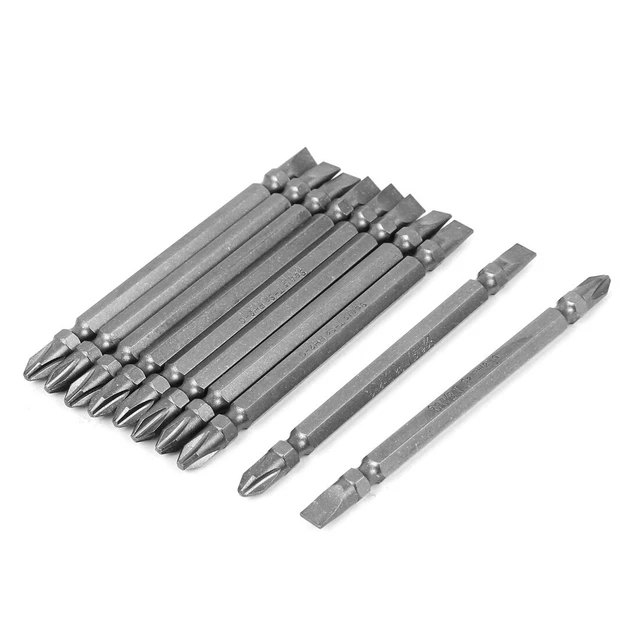 10PCS MAGNETIC DOUBLE Ended Slotted Phillips Screwdriver Bits Gray ...