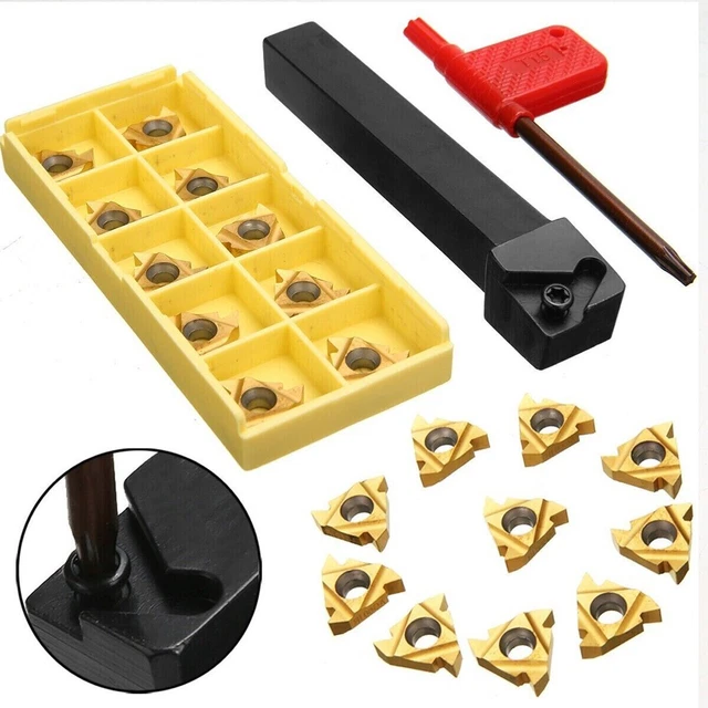PORTE-OUTILS DE FILETAGE de tour SEL1212H16 avec kit de 10 inserts en carbure 16 EUR 18,14 ...