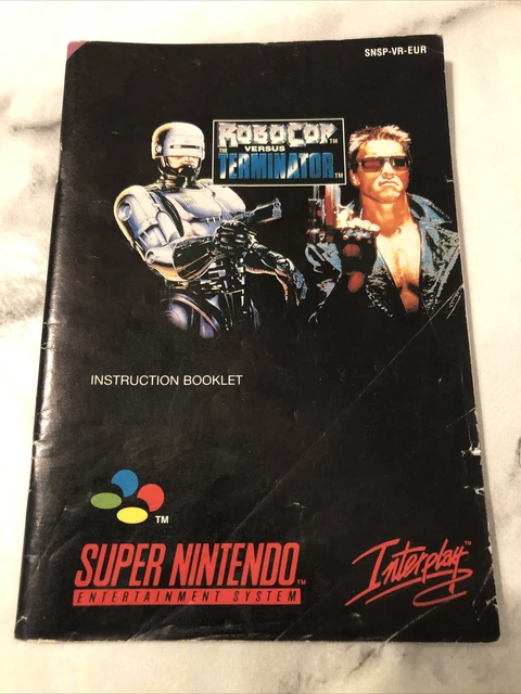 RARE SNES MANUAL “Robocop Vs The Terminator” UK PAL - INTACT VGC NO BOX ...