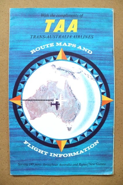 TAA, TRANS-AUSTRALIA AIRLINES ca.1964 Route Maps & Flight Information ...