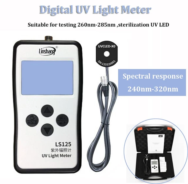 UV LIGHT METER Radiometer With UVC LED Probe For Testing 240nm-320nm ...