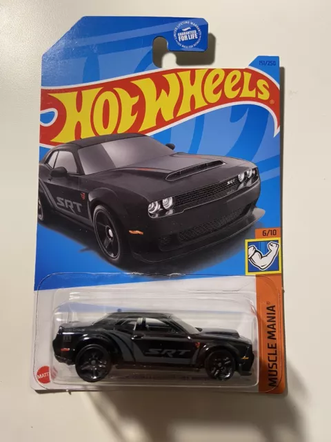 Hot Wheels 18 Dodge Challenger Srt Demon Étui M Noir Muscle Mania
