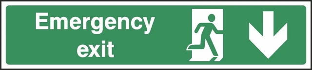 EMERGENCY FIRE EXIT Stickers Signs [V6EMER0026] Warning Escape Building ...
