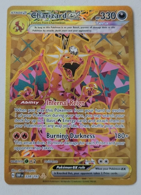 POKEMON TCG SECRET Rare Gold Charizard EX Obsidian Flames 228/197 EUR ...