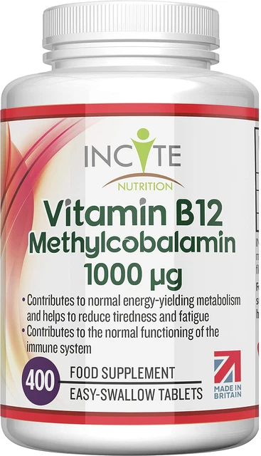 VITAMIN B12 1000MCG | Methylcobalamin 400 Easy Swallow Vegan Tablets 12+ Month’s £13.36 ...