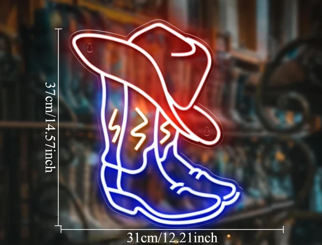 COWBOY BOOTS LED Neon Sign Western Cowboy Neon Light Wall Decor for ...