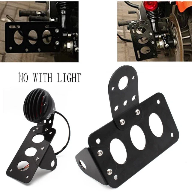 BLACK CUSTOM MOTOR Side Mount License Plate Bracket For Harley Bobber ...