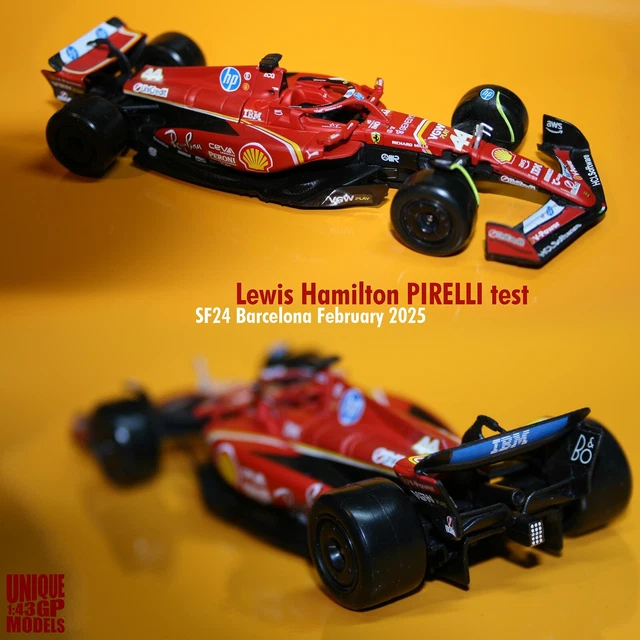 2025 FERRARI LEWIS Hamilton Barcelona test 1:43 SF24 Complete livery £ ...