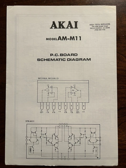 AKAI MODEL AM-M11 Integrated Amplifier Amp Schematic Diagram PC Board ...