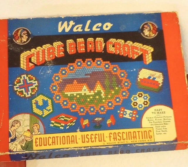 VINTAGE WALCO CUBE Bead Craft Kit Original How to Booklet & Finished ...