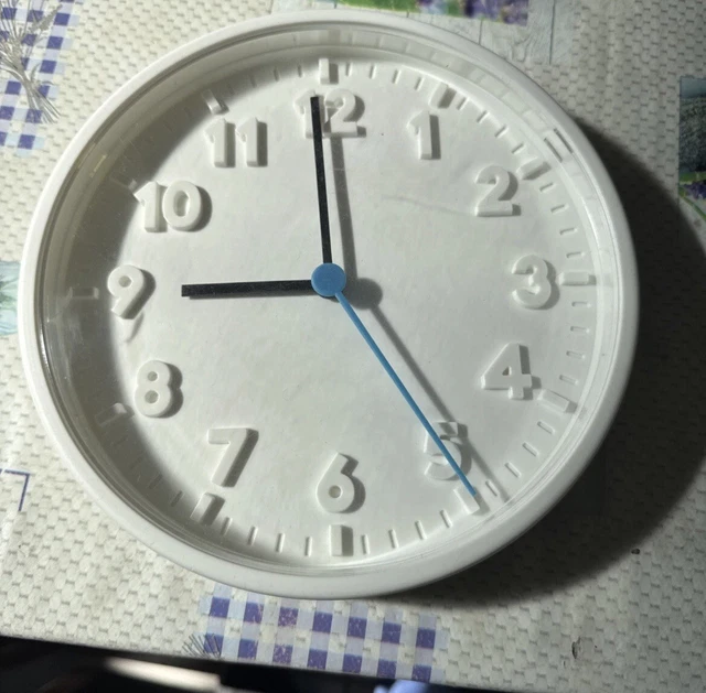 VINTAGE IKEA STOMMA wall Clock Gustav Carlberg White blue Plastic Space ...