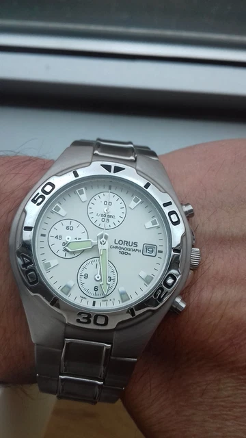 LORUS SEIKO CHRONOGRAPH YM92-X015 WHITE Vintage Collection Watch NOS ...