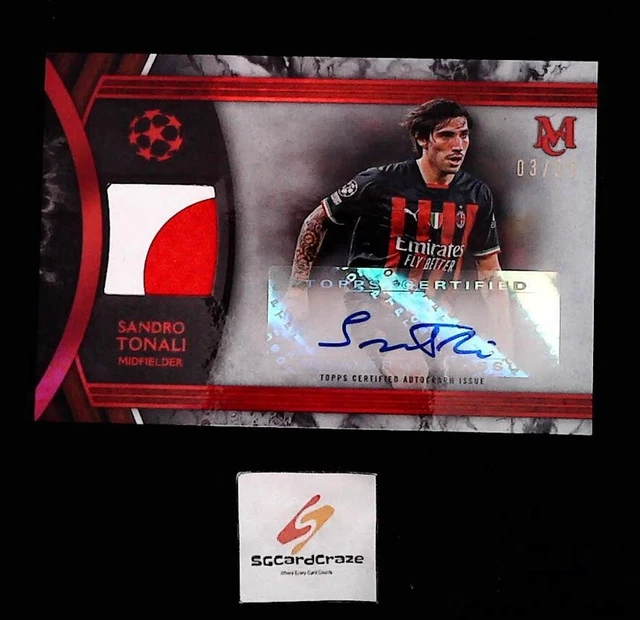 2022-23 TOPPS UCL Museum Auto Relic Card rubis SANDRO TONALI #03/25 ...