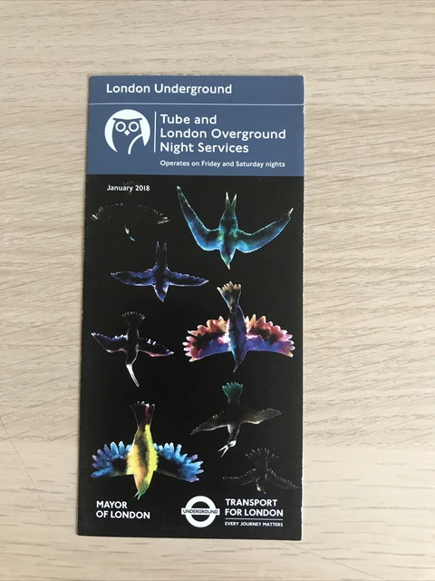 LONDON UNDERGROUND NIGHT Tube Map January 2018 £1.80 - PicClick UK