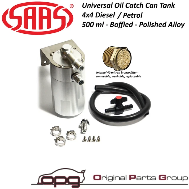 SAAS ST1015 4WD Alloy Oil Catch Can 500ml Diesel or Petrol Drain Tap ...