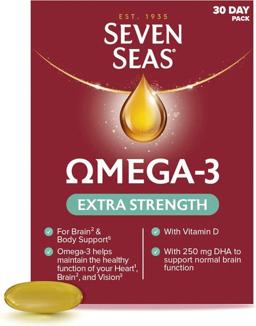 OMEGA-3 FISH OIL, Extra Strength, Omega 3 plus Vitamin D for Whole Body ...