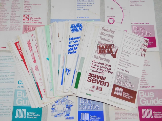 LOT OF 69 x GMT GREATER MANCHESTER TRANSPORT BUS GUIDES TIMETABLES ...