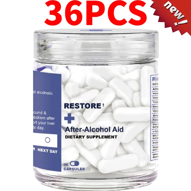 QUICK HANGOVER RELIEF Capsules-Restore + After-Alcohol Aid Dietary ...