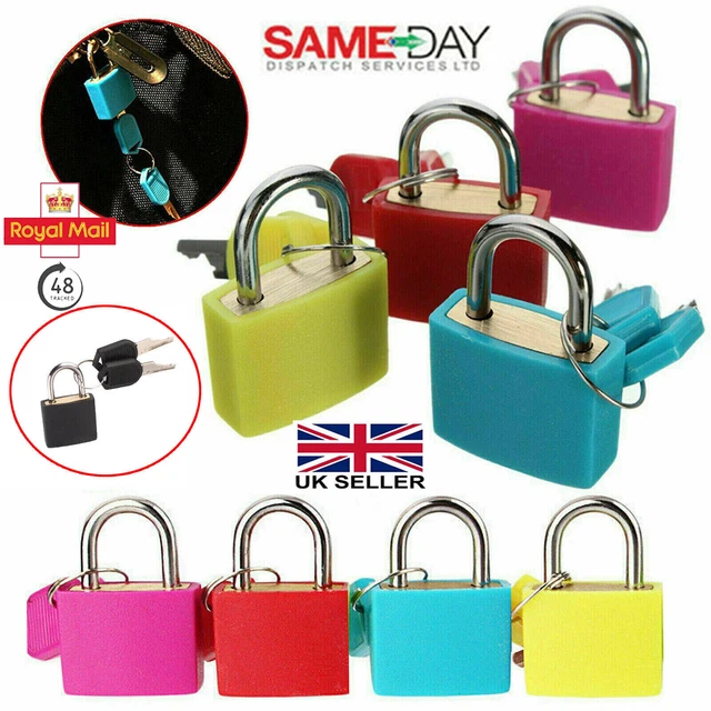 NEW PADLOCKS SMALL Coloured Brass Padlocks Travel Luggage Bag Suitcase ...