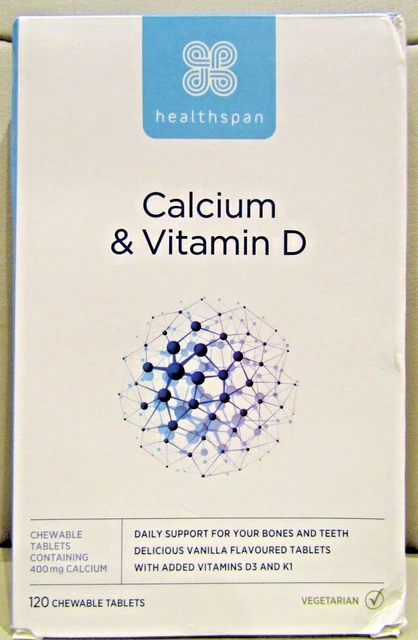 HEALTHSPAN CALCIUM & Vitamin D. *112 Chewable Tablets. Expiry 01/2026 ...
