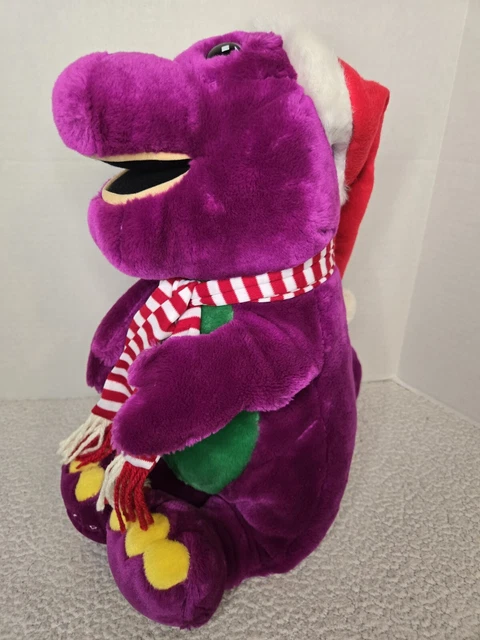 BARNEY CHRISTMAS PLUSH 1992 Hat Red Scarf Large 22" Lyons Group ...